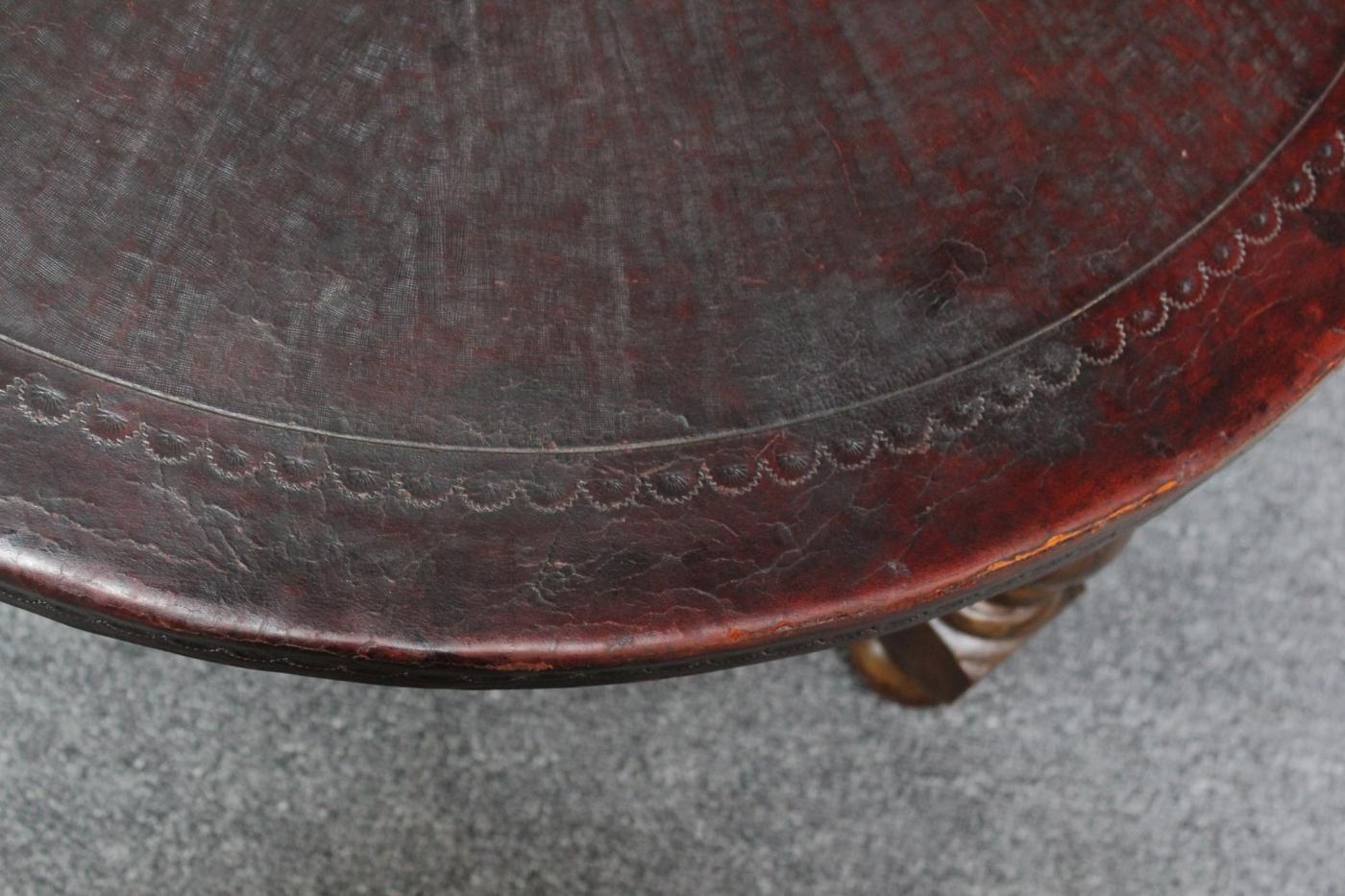 Vintage Embossed Leather Peruvian Coat of Arms Coffee Table and Nesting ...