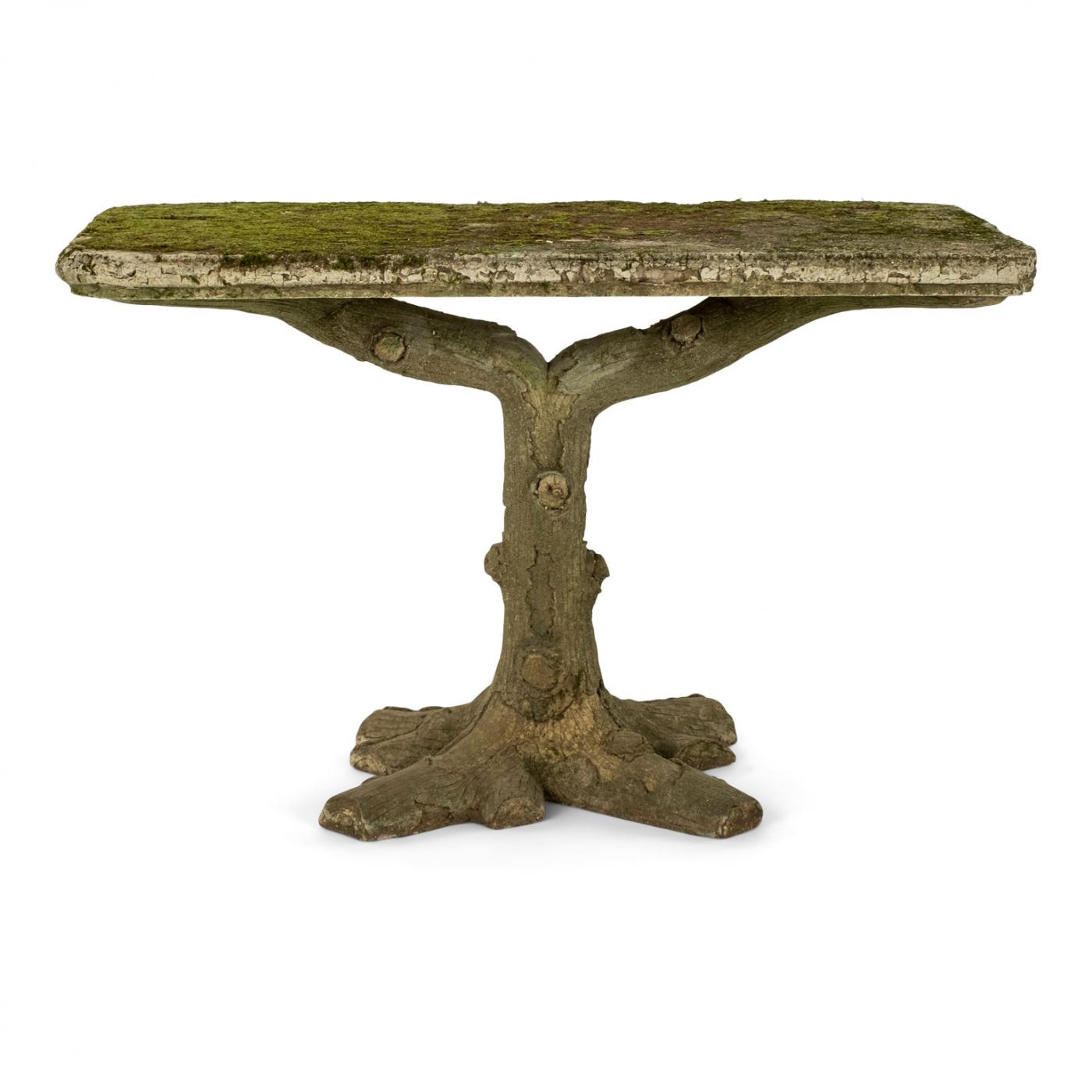 Vintage French Faux Bois Garden Console