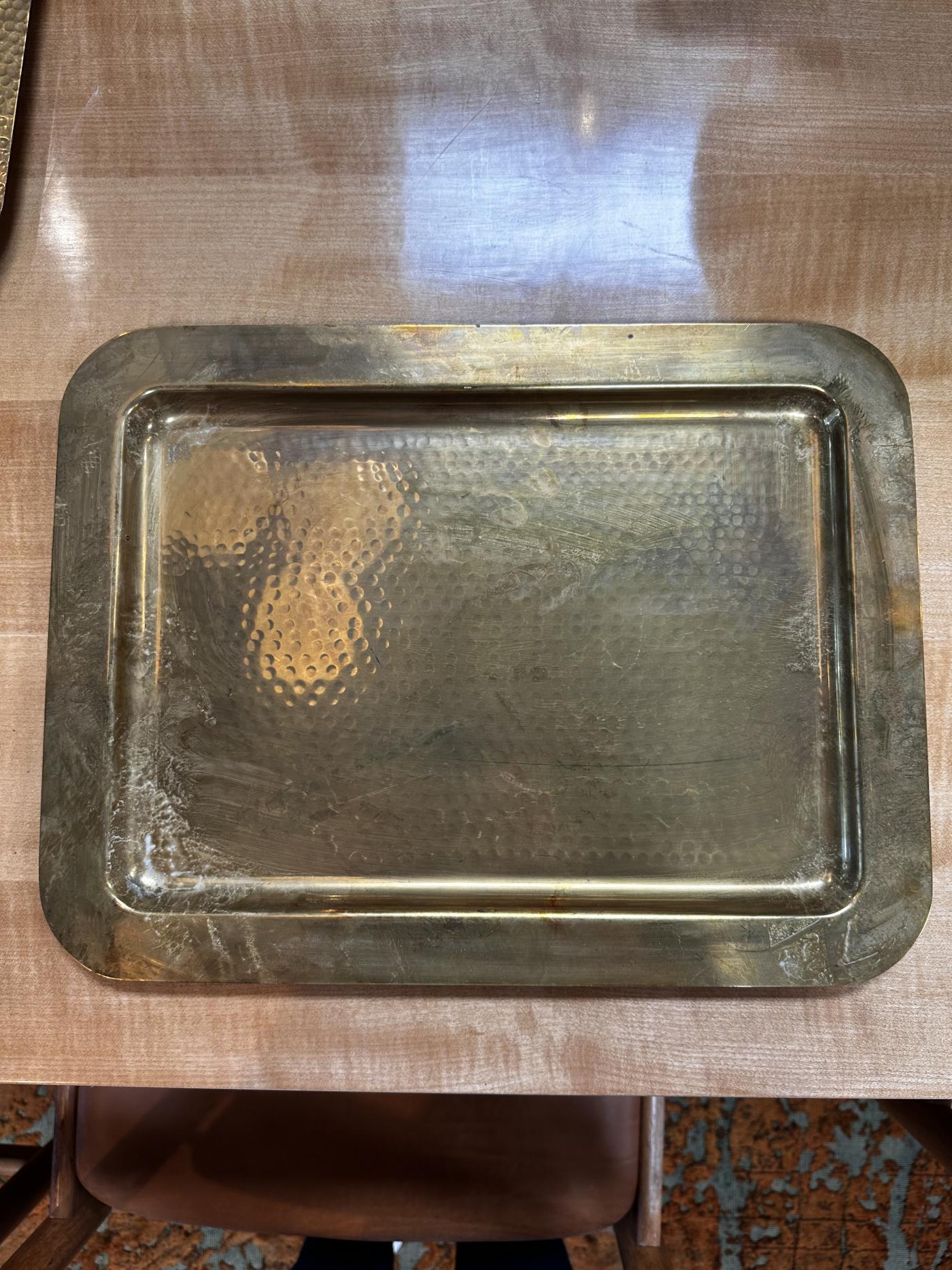 Vintage Italian Decorative Rectangular Brass Tray 1960s