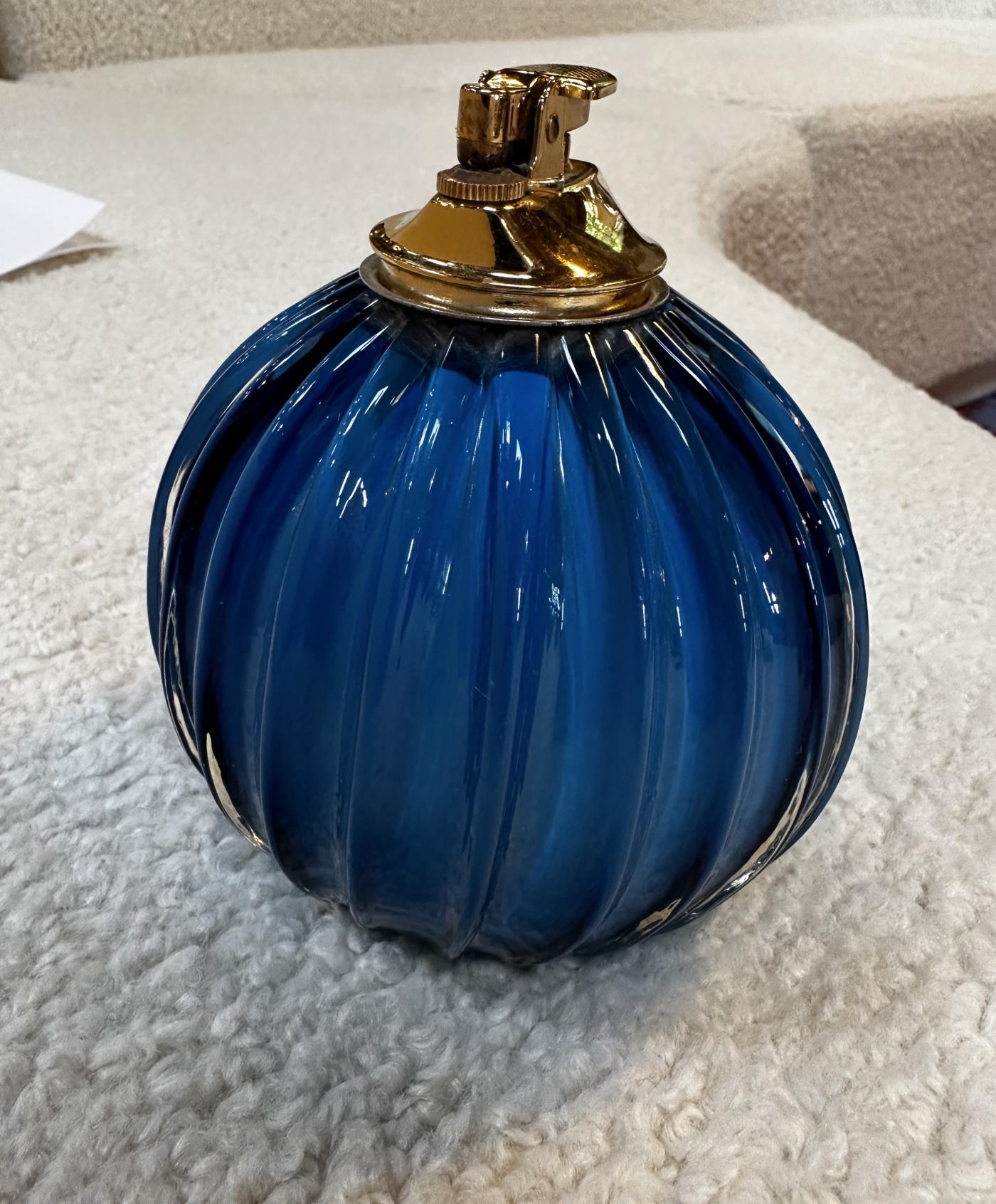 Vintage Italian Glass and Brass Lighter by Tommaso Barbi 1980s