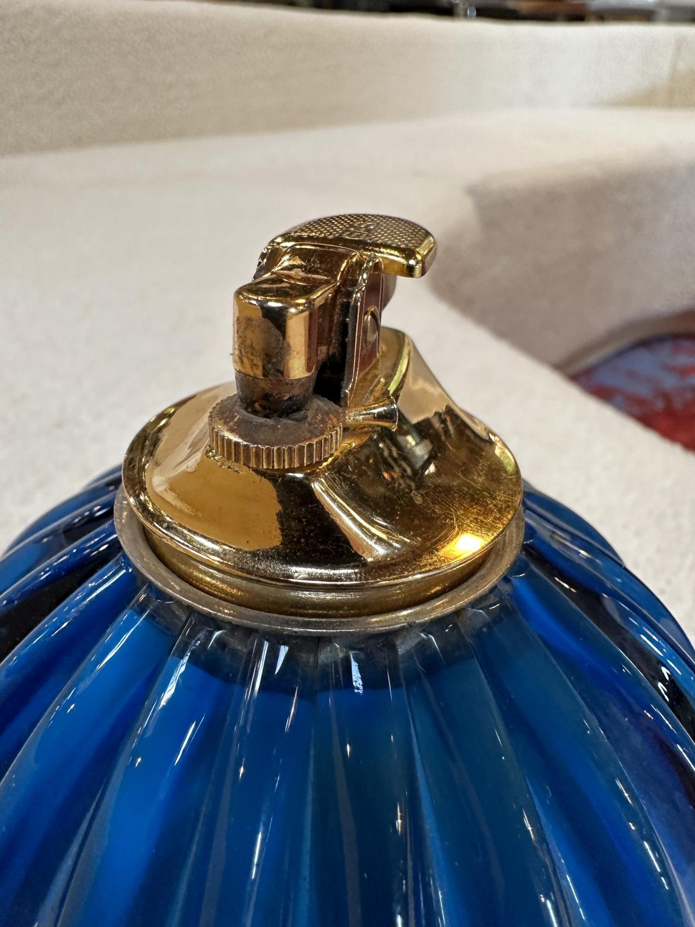 Vintage Italian Glass and Brass Lighter by Tommaso Barbi 1980s