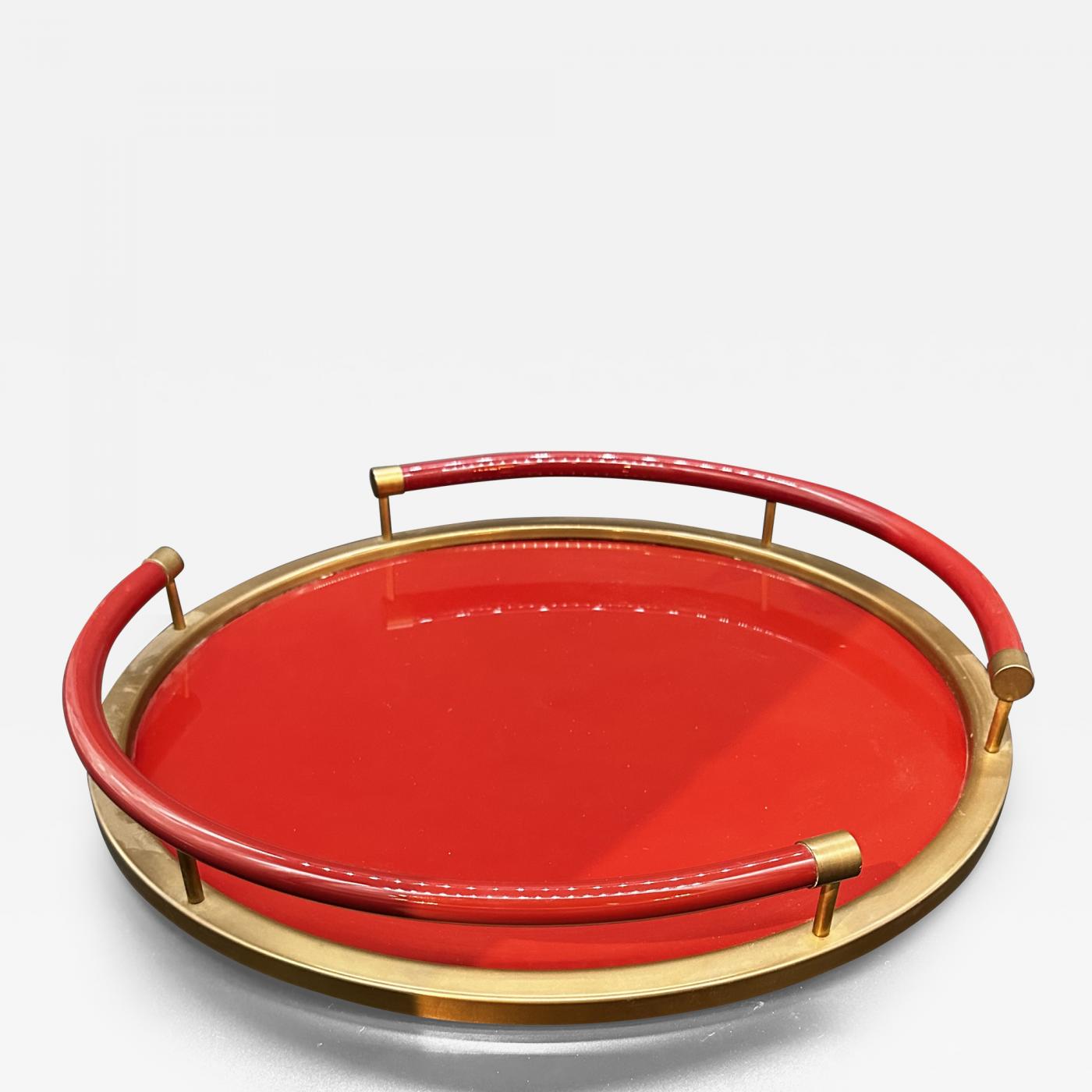 Vintage Italian Round Red Tray 1980s
