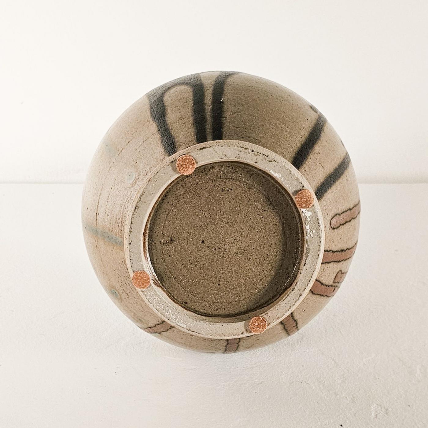 Vintage Japanese Art Pottery Stick Neck Vase, circa 1950