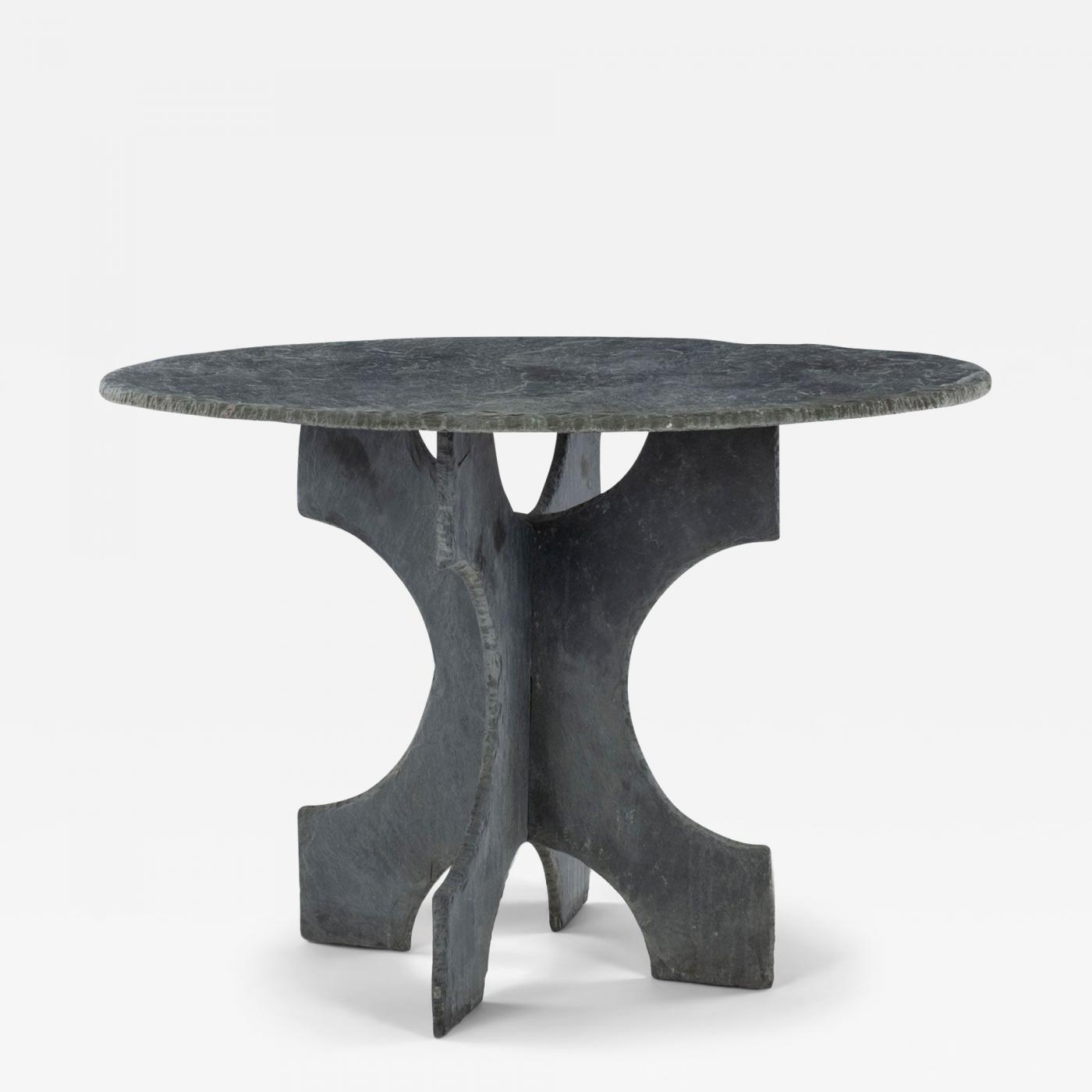 Vintage Large Round Slate Table