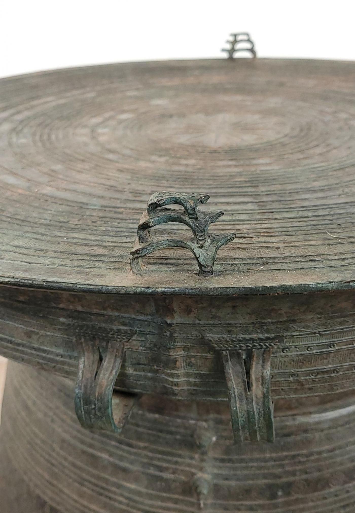 Vintage Patinated Bronze Rain Drum, circa 1970