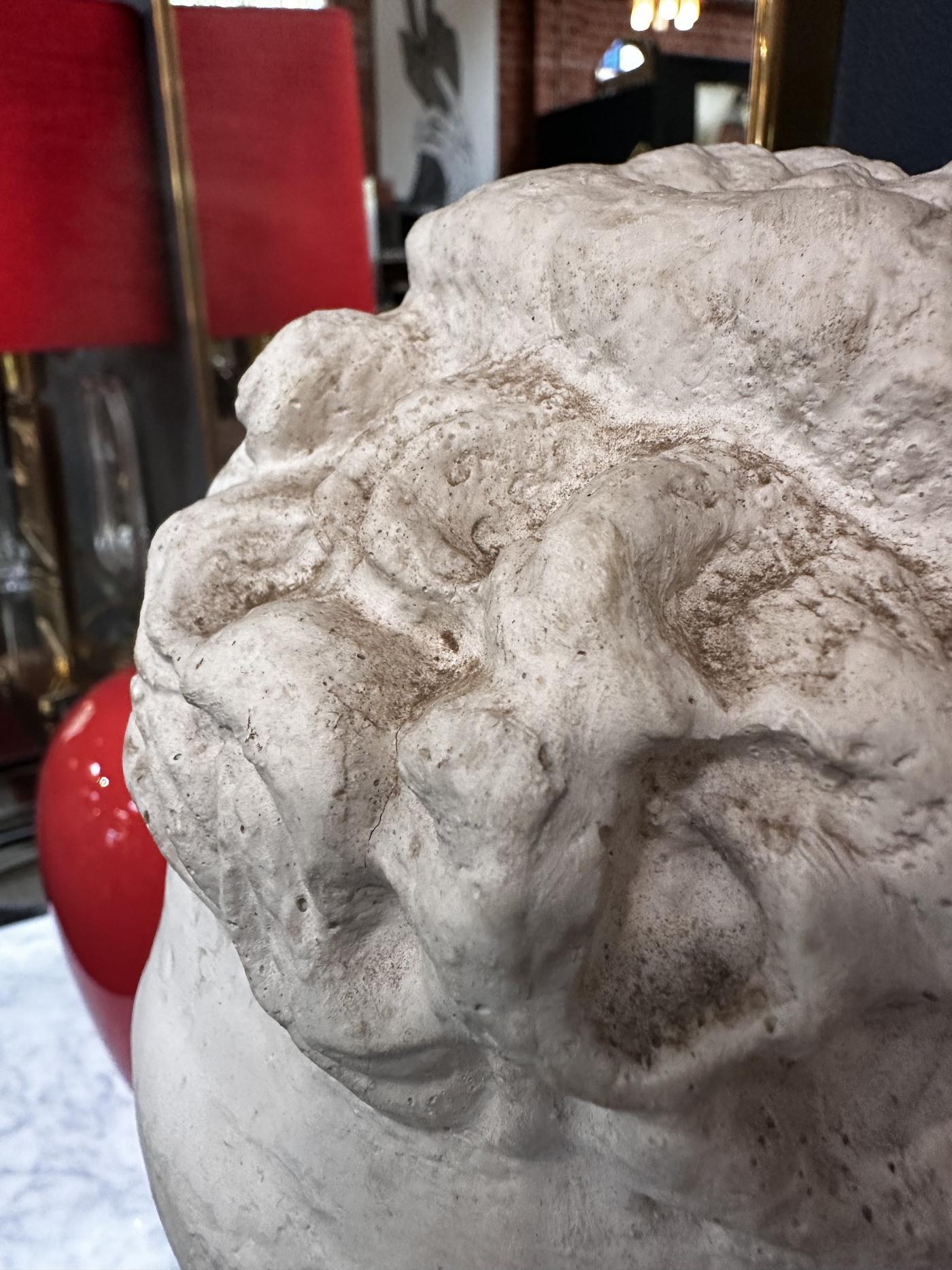 Vintage Plaster Roman Head Sculpture 1970s
