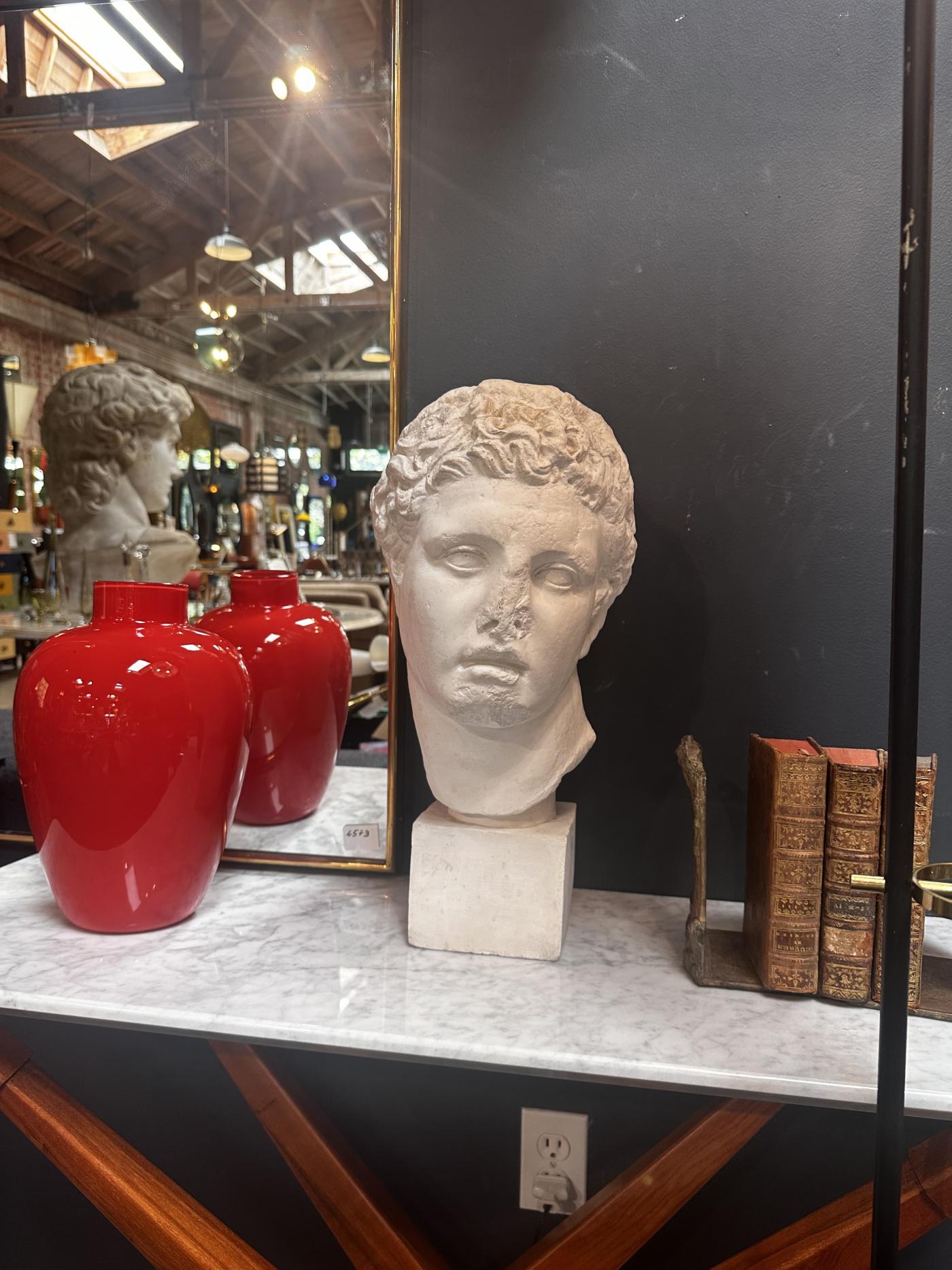 Vintage Plaster Roman Head Sculpture 1970s