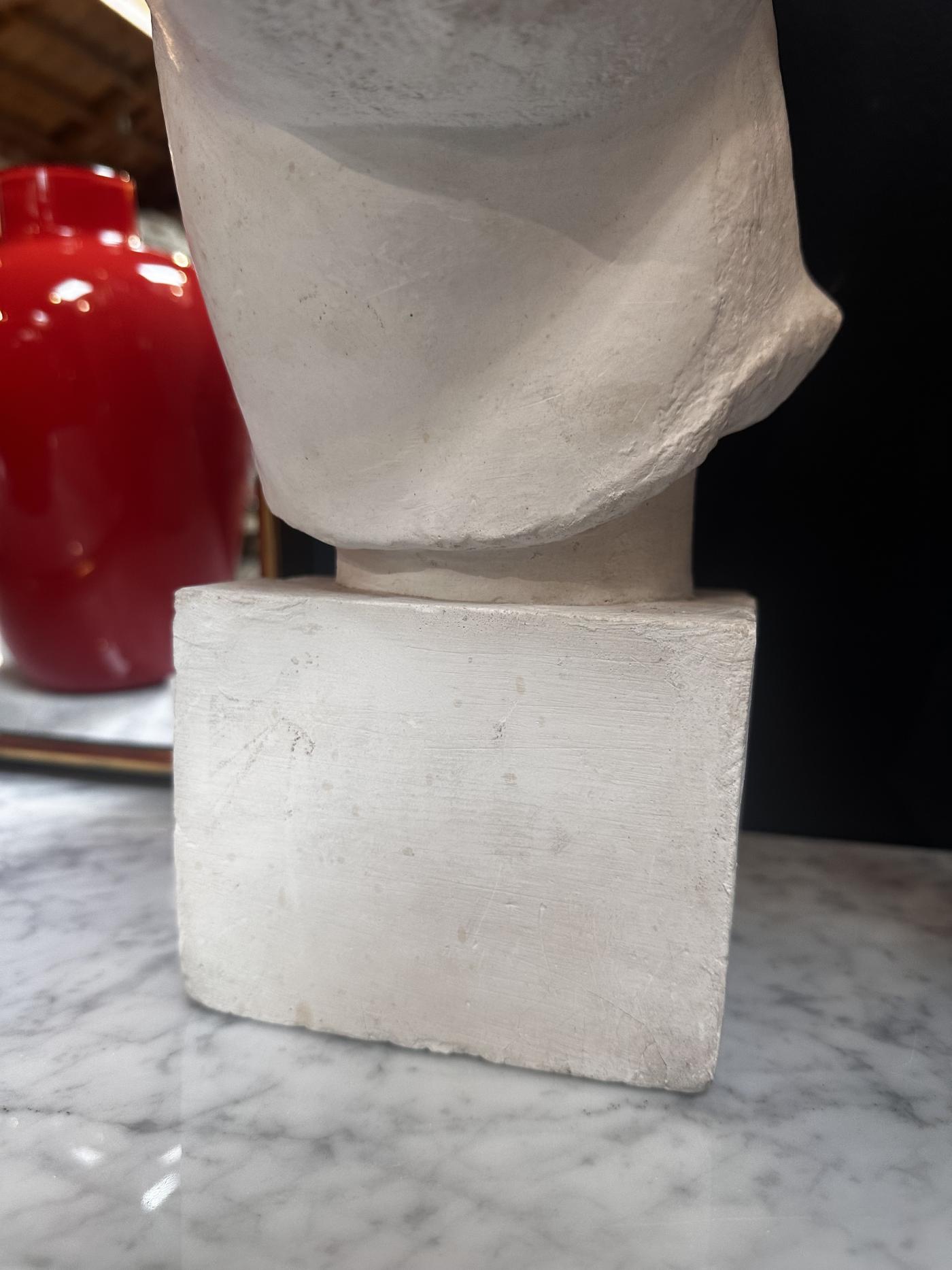 Vintage Plaster Roman Head Sculpture 1970s