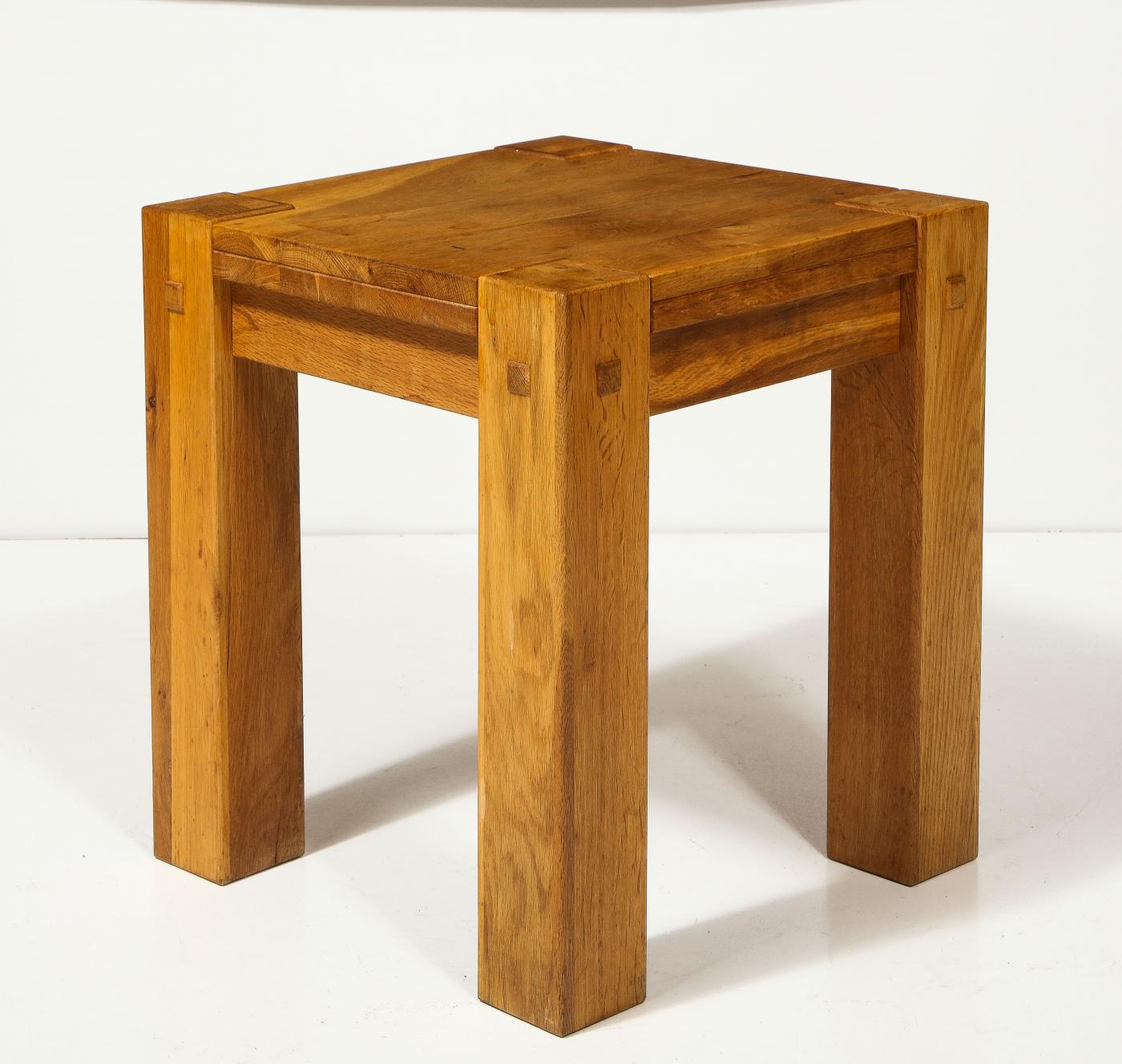 Vintage Rustic Elm Side Table, France, C. 1970s