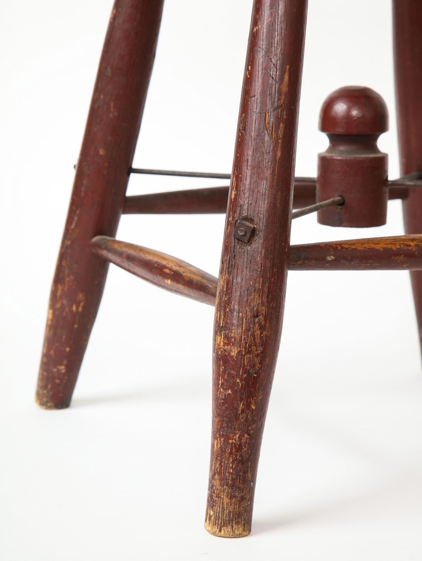 Vintage Rustic Four-Legged Maroon Stool