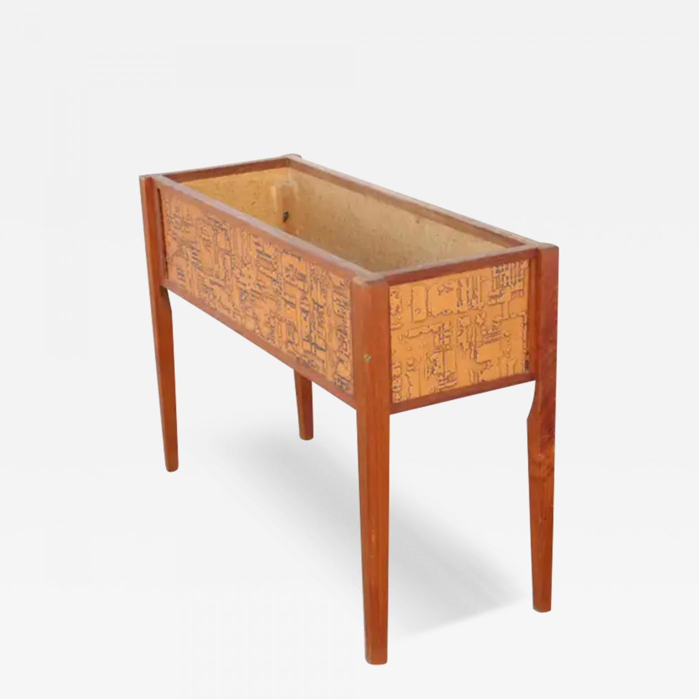 Vintage Scandinavian Planter with Pressed Copper Sides