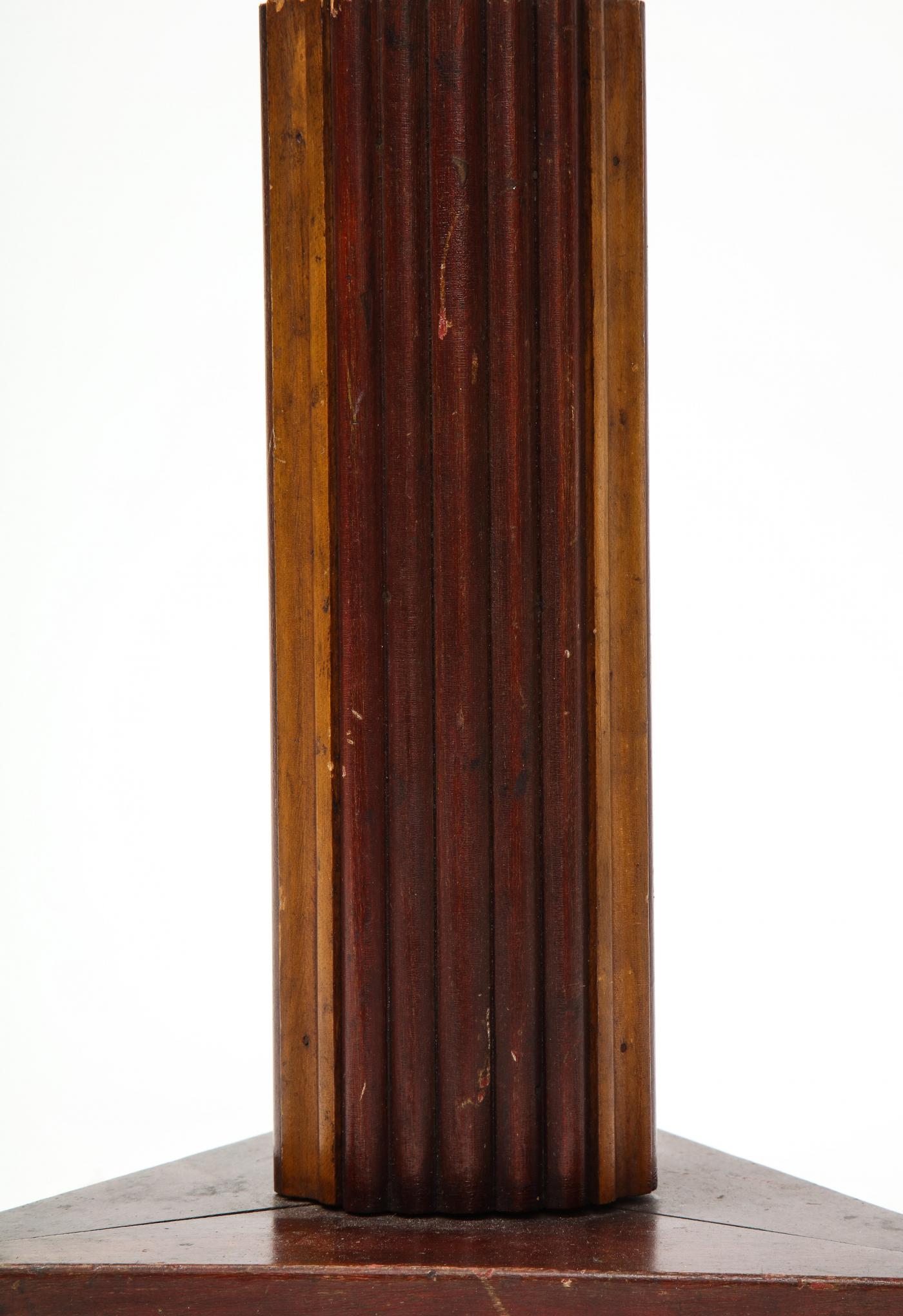 Vintage Textured Wooden Lamp with Triangular Base