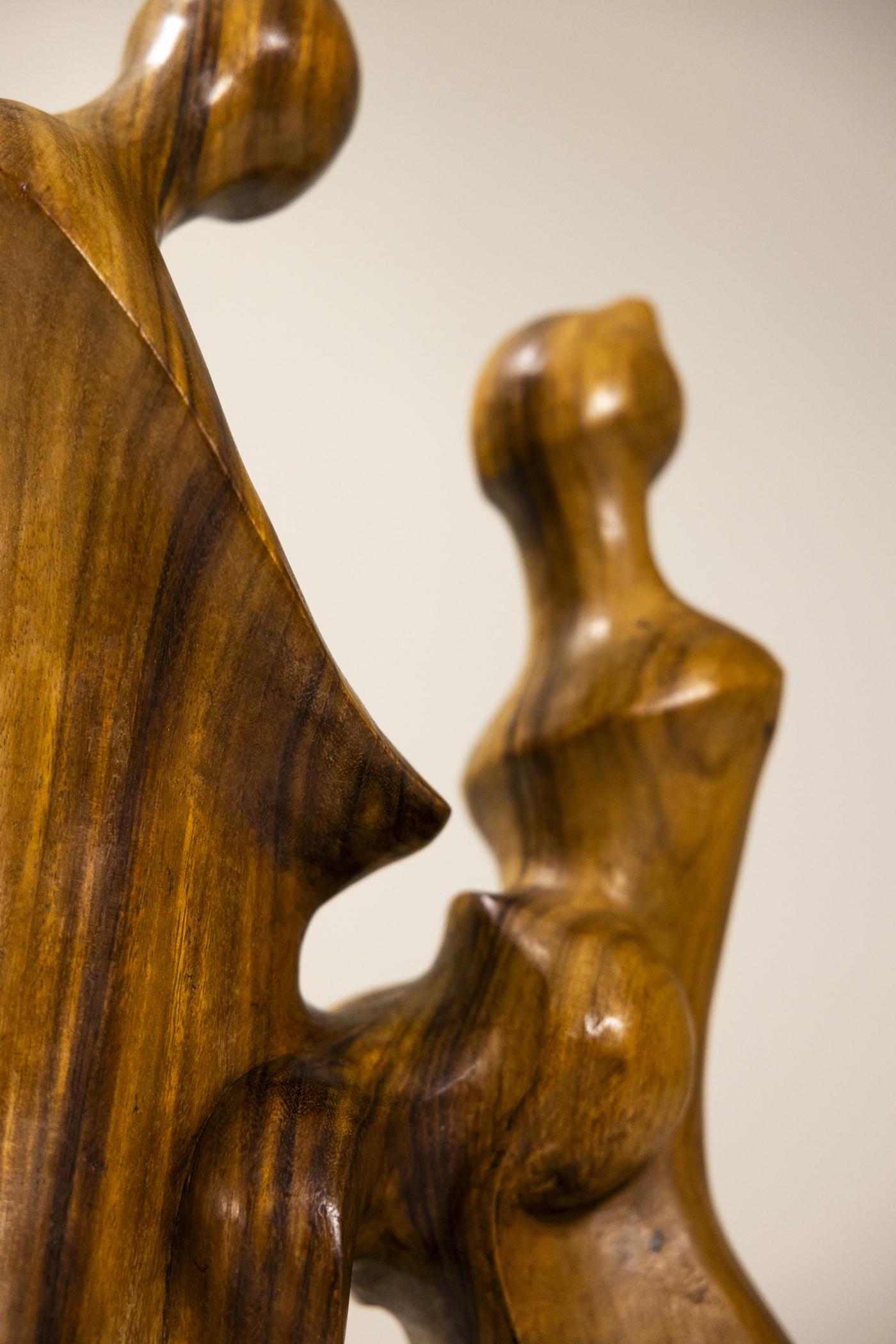 Vintage Wooden Biomorphic Sculpture featuring Abstract Figures
