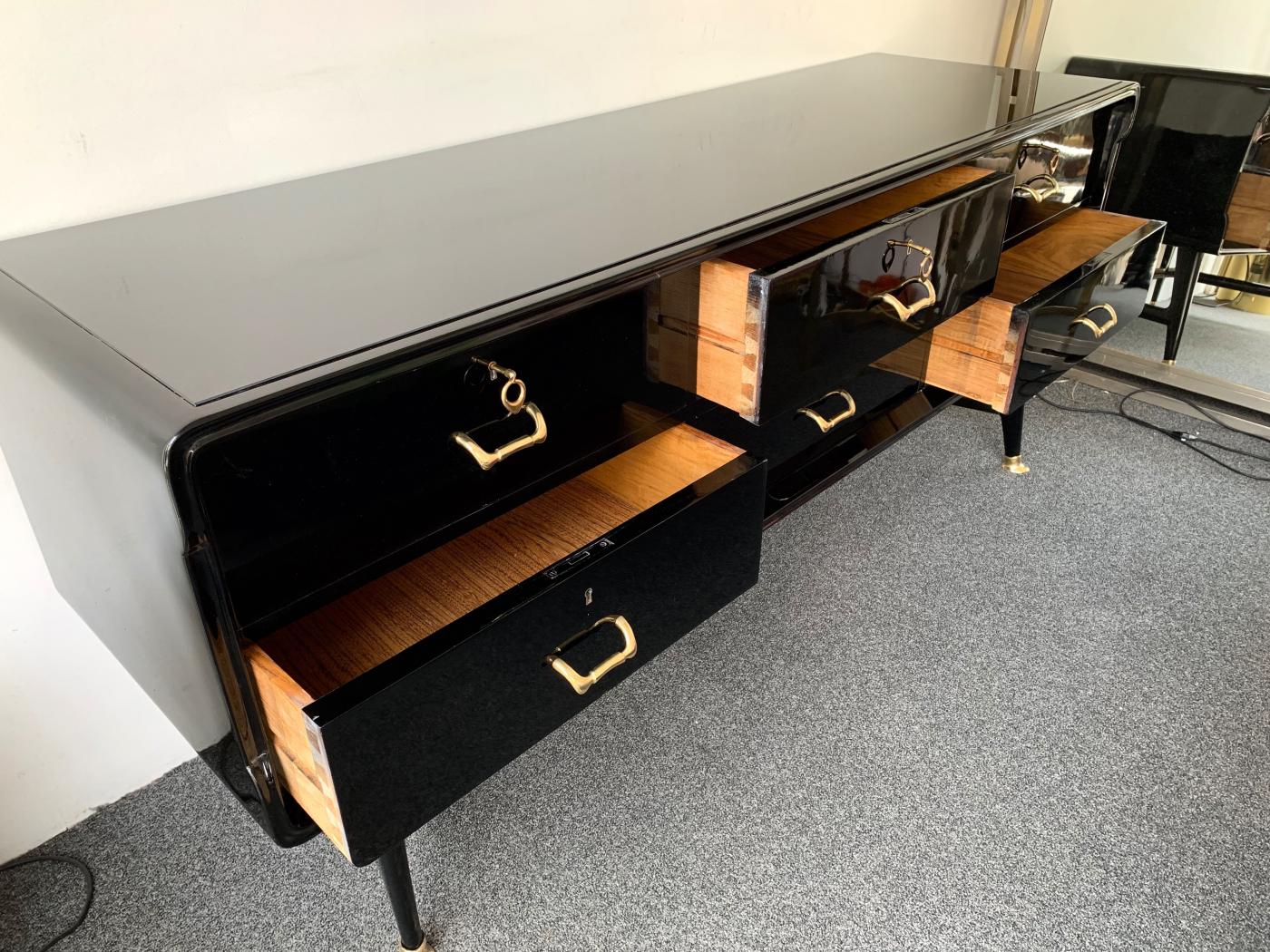 Vittorio Dassi / Mobilificio Dassi / Dassi - Black Lacquered Sideboard ...