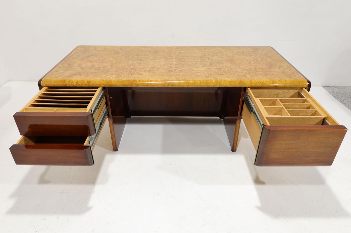 Vladimir Kagan - Vladimir Kagan Design Desk in Burl and Mahogany with ...