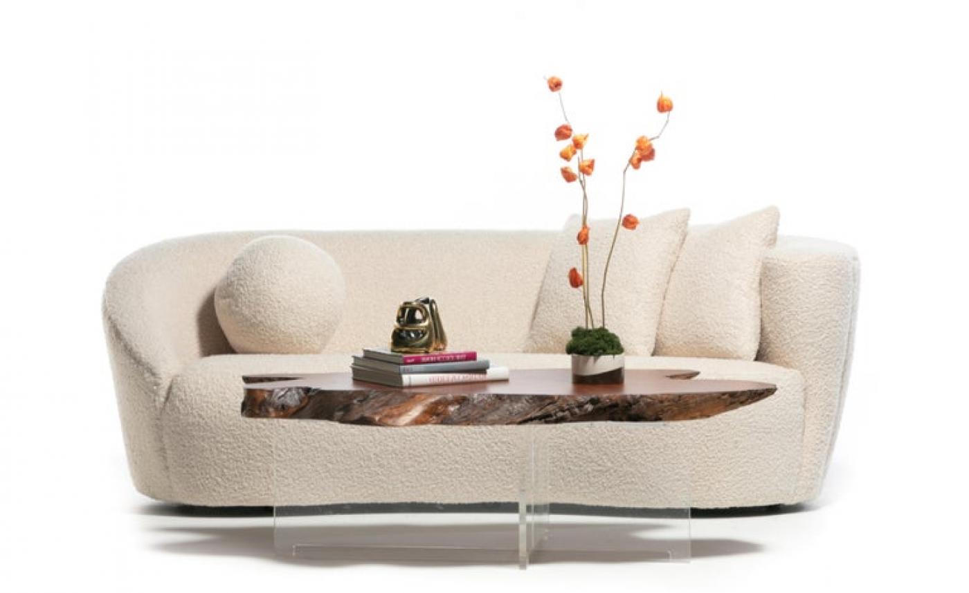 Vladimir Kagan - Vladimir Kagan Nautilus Sofa in Ivory White Bouclé by ...