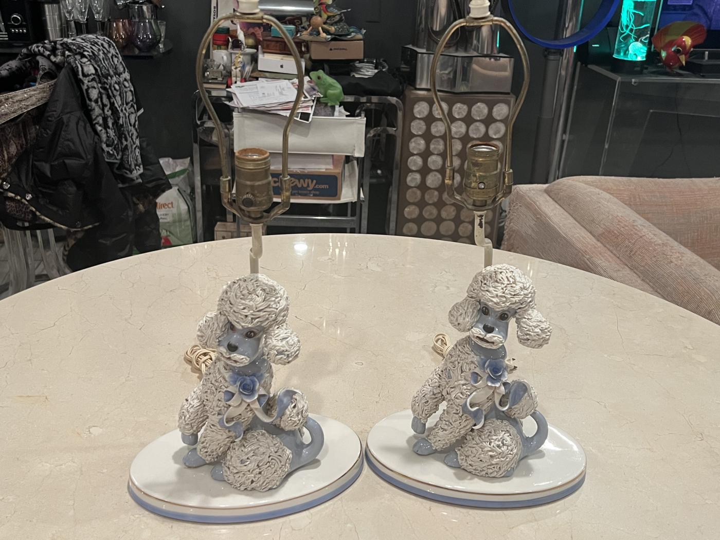 WONDERFUL PAIR OF MID CENTURY ITALIAN CERAMIC POODLE LAMPS