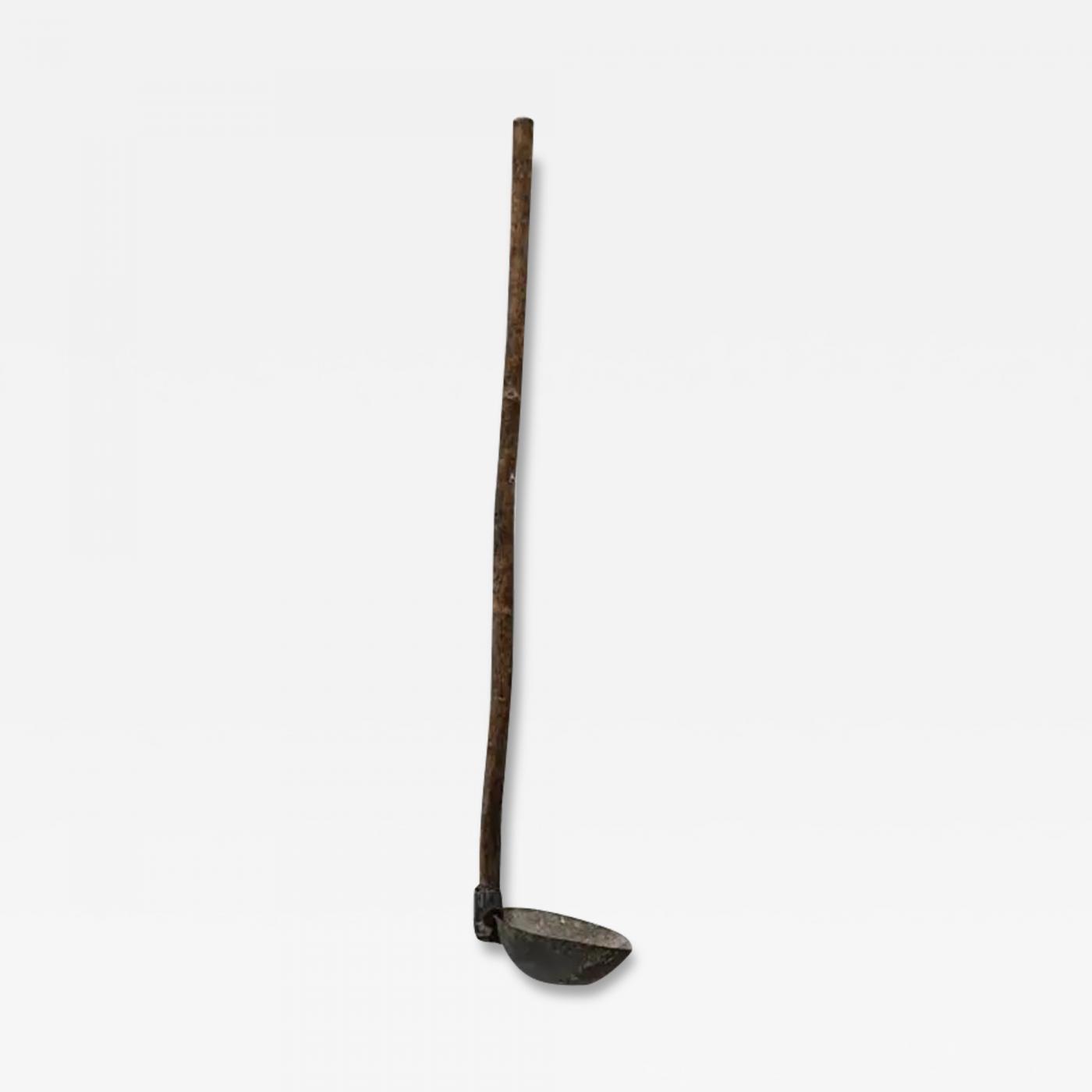 Wabi Sabi Xl Spoon with Wooden Handle, Mid-Century Modern, Rustic, 1950's