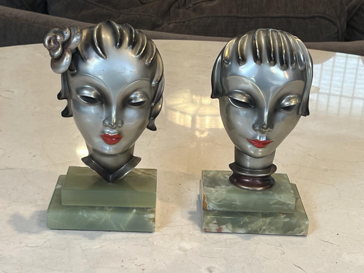 Walter Bosse - ART DECO POLYCHROMED BRONZE STYLIZED FEMALE FACE ...