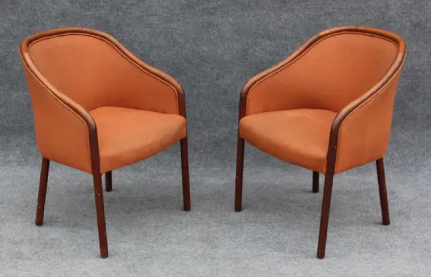 Ward Bennett - Pair of Mid-Century Modern Walnut Armchair Side Chairs ...