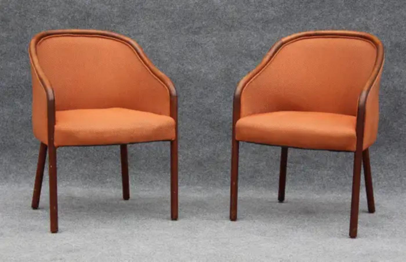Ward Bennett - Pair of Mid-Century Modern Walnut Armchair Side Chairs ...
