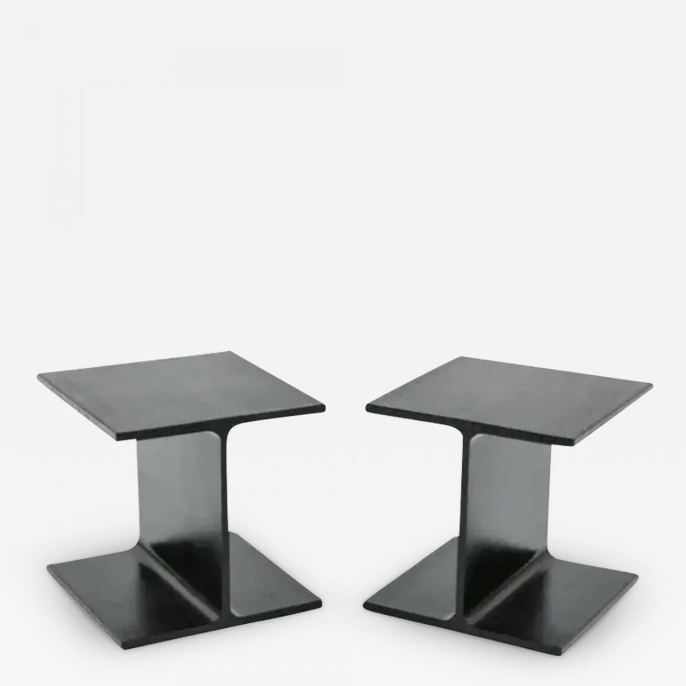 Ward Bennett - Ward Bennett Inspired Pair Enameled Steel I-Beam Side or ...