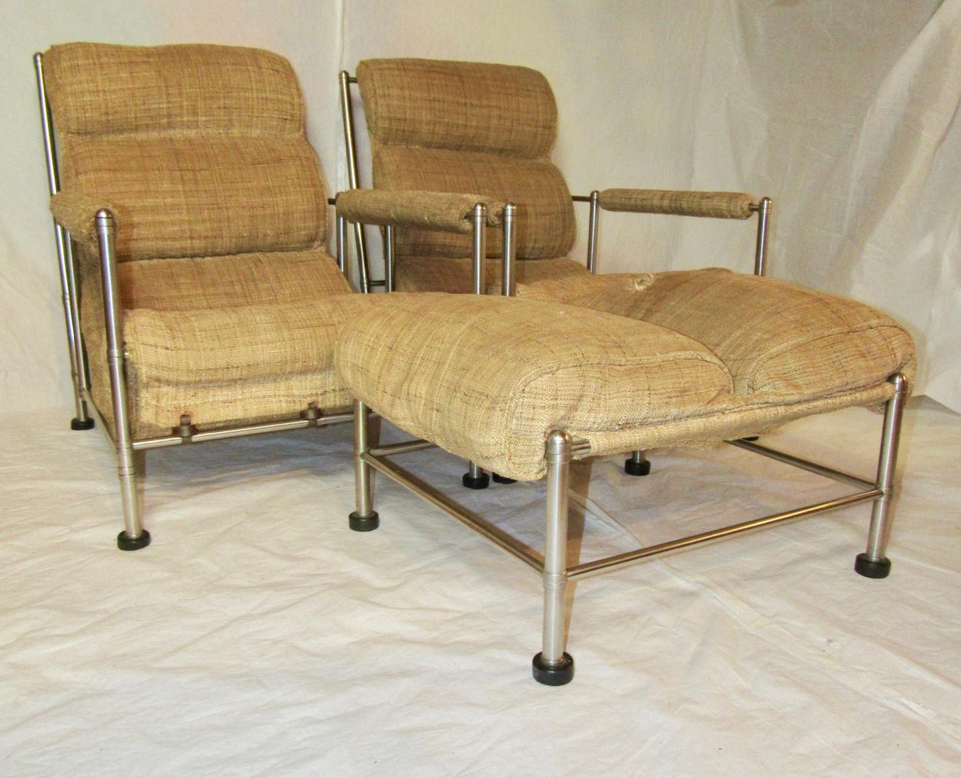 Warren McArthur - Warren McArthur Pair of Stainless Steel Lounge Chairs ...