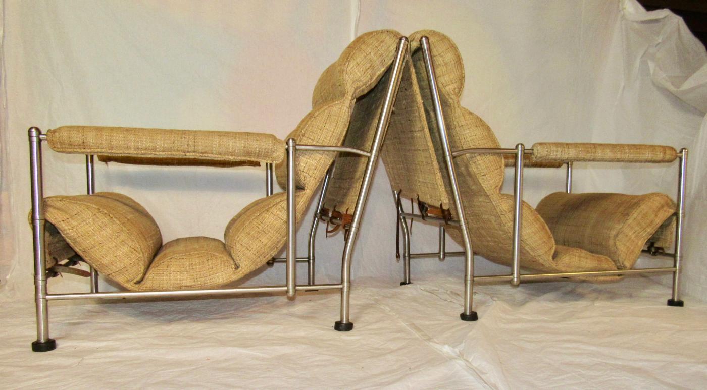 Warren McArthur - Warren McArthur Pair of Stainless Steel Lounge Chairs ...