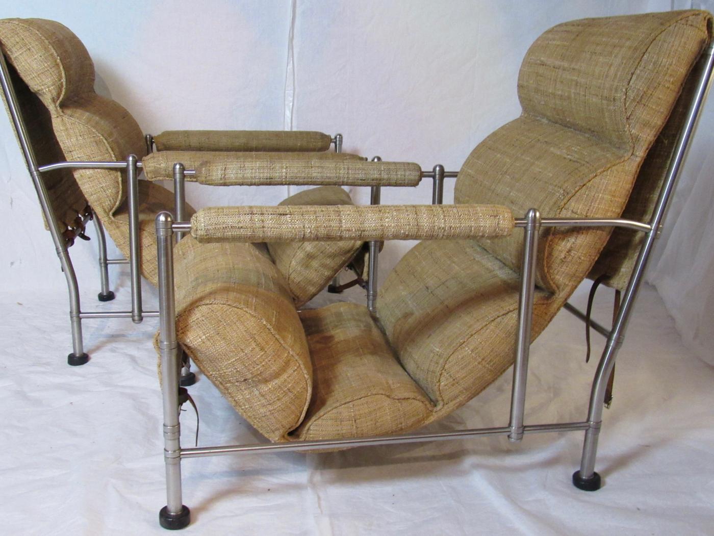 Warren McArthur - Warren McArthur Pair of Stainless Steel Lounge Chairs ...