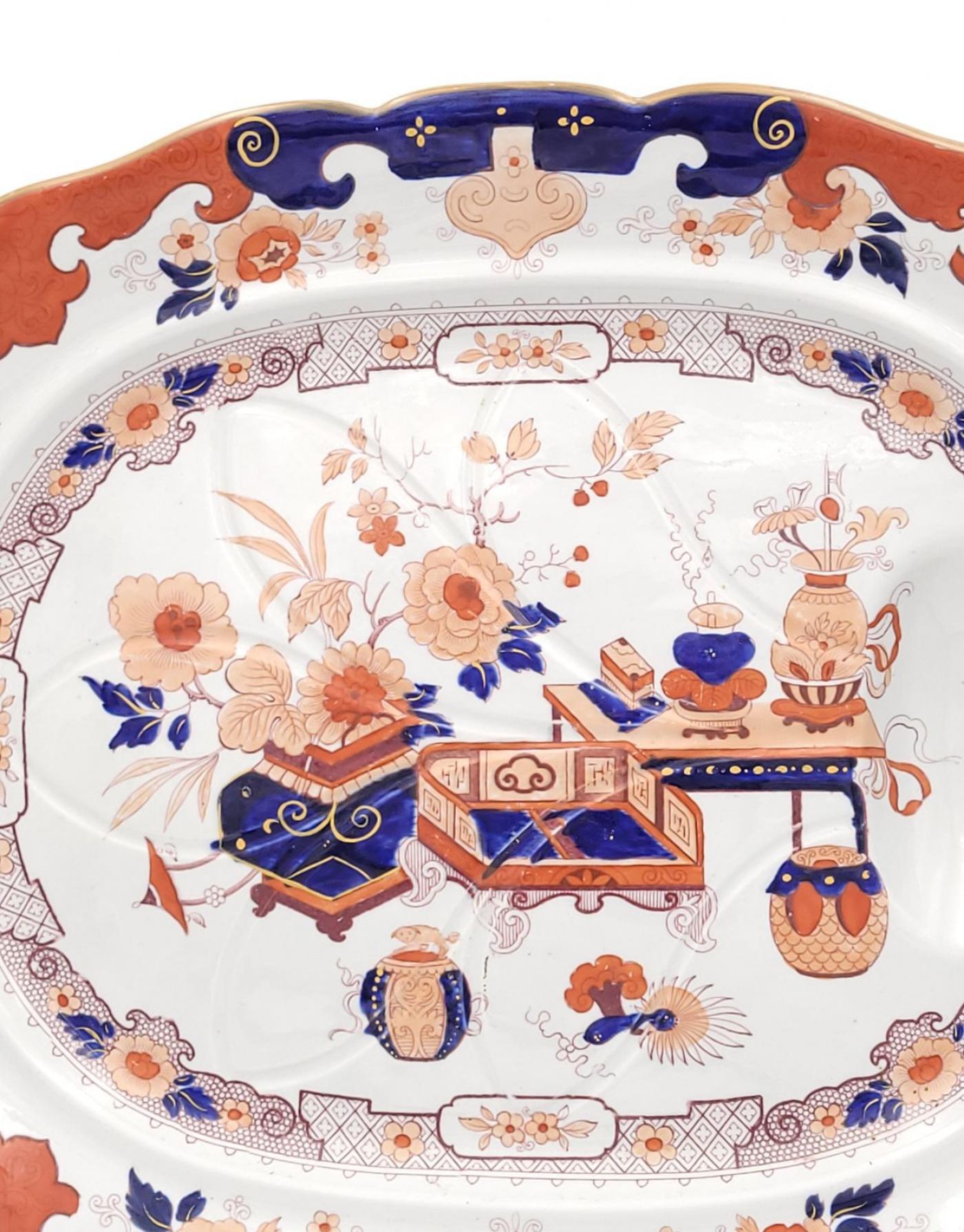 Well and Tree Ironstone Platter, "Chusan" Pattern, England circa 1850