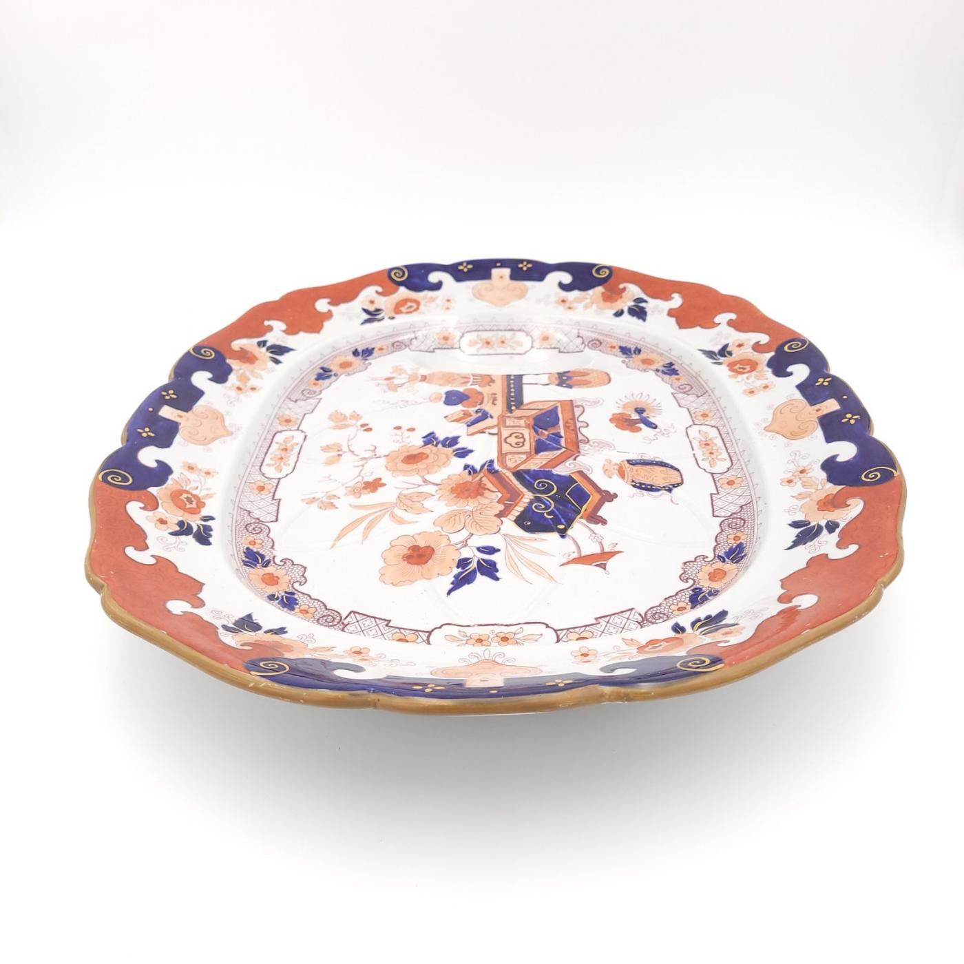 Well and Tree Ironstone Platter, "Chusan" Pattern, England circa 1850