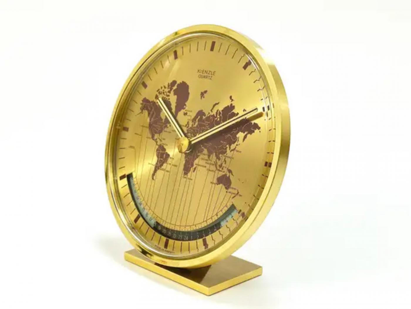 Wilhelm Kienzle - Kienzle GMT World Time Zone Brass Table Clock ...