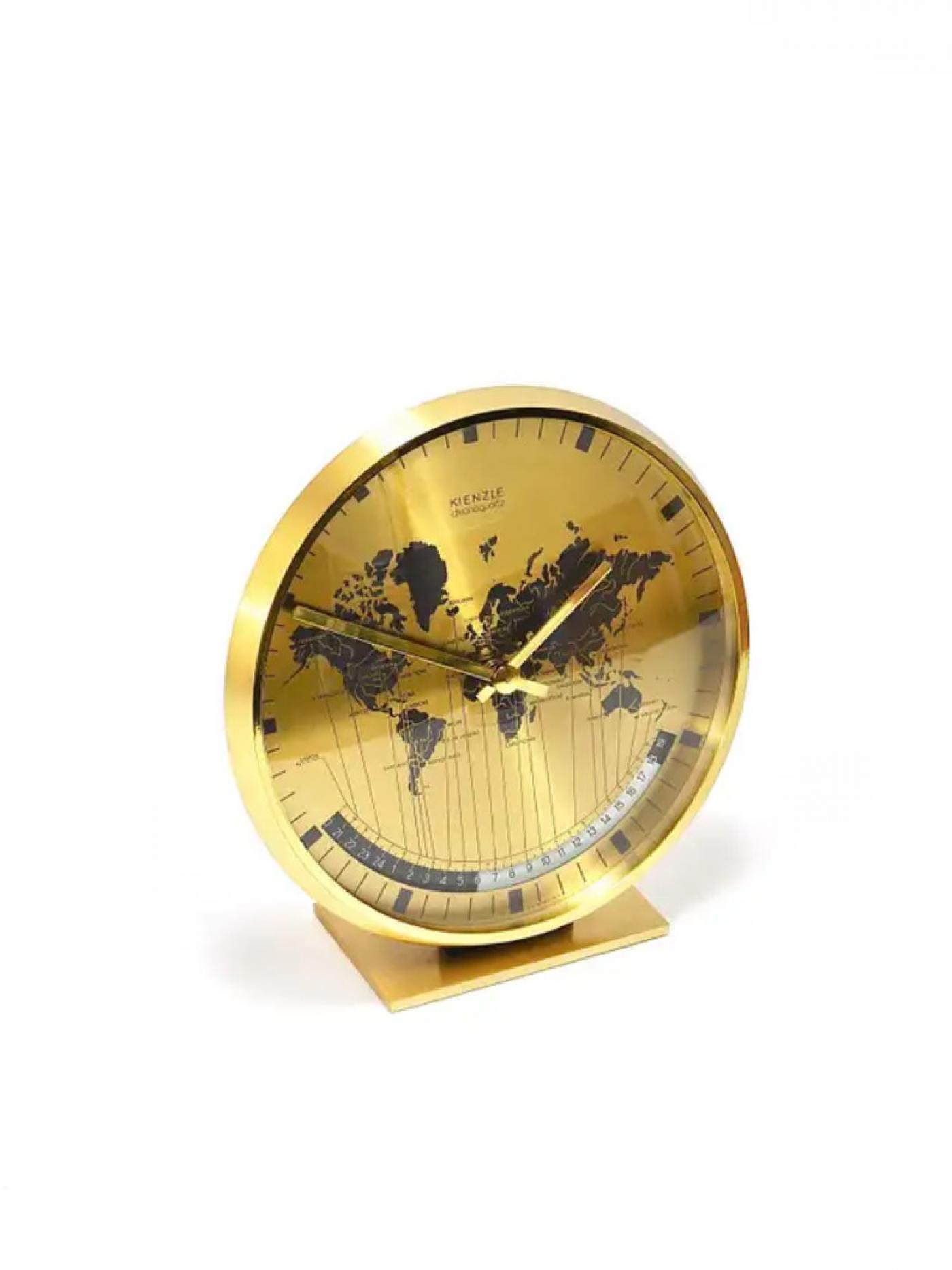 Wilhelm Kienzle - Kienzle GMT World Time Zone Brass Table Clock ...