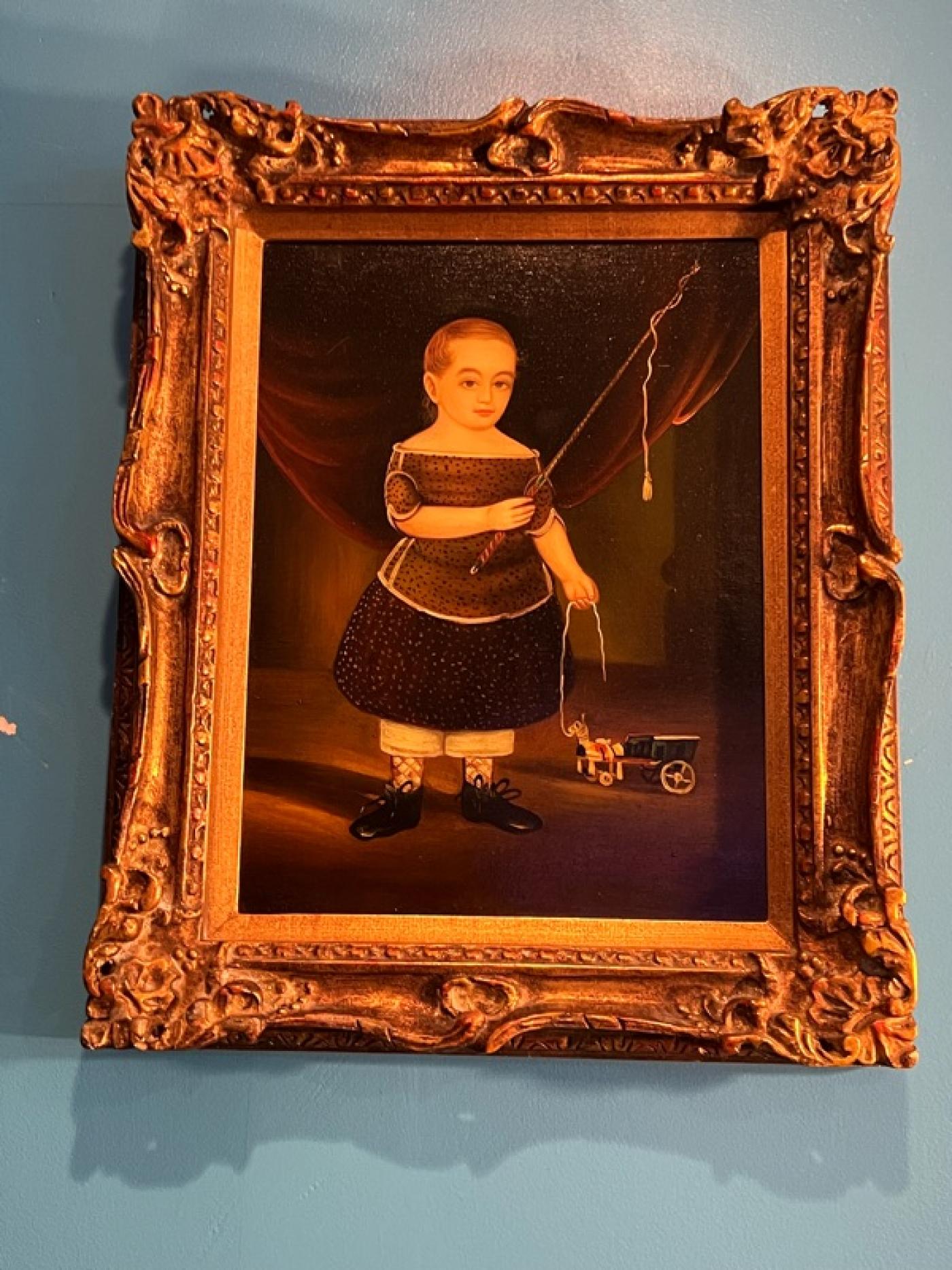 William Matthew Prior - FOLK ART PAINTING OF BOY & TOY HORSE AFTER ...