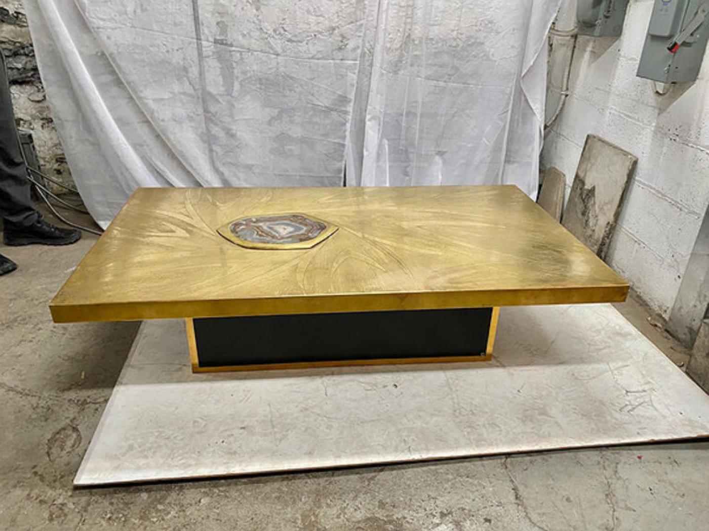 Willy Daro - STUNNING BRASS ACID ETCHED COFFEE TABLE BY WILLY DARO