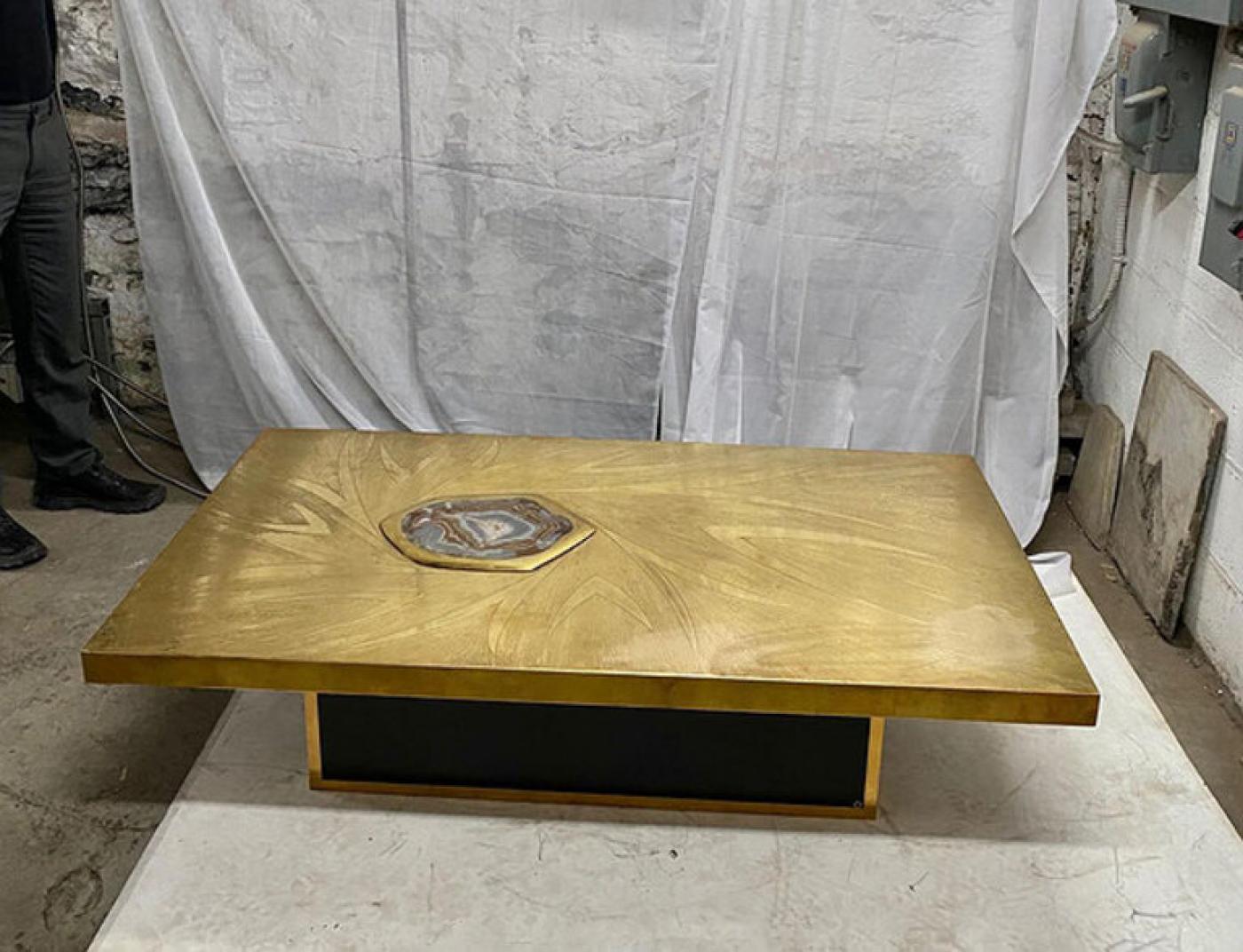 Willy Daro - STUNNING BRASS ACID ETCHED COFFEE TABLE BY WILLY DARO