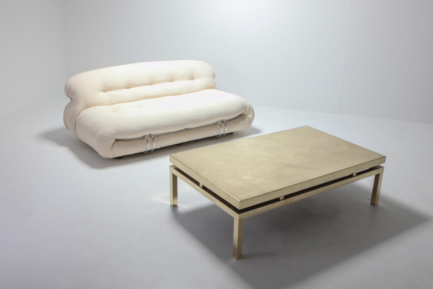 Willy Daro - Willy Daro Signed High End Brass Coffee Table - 1970s