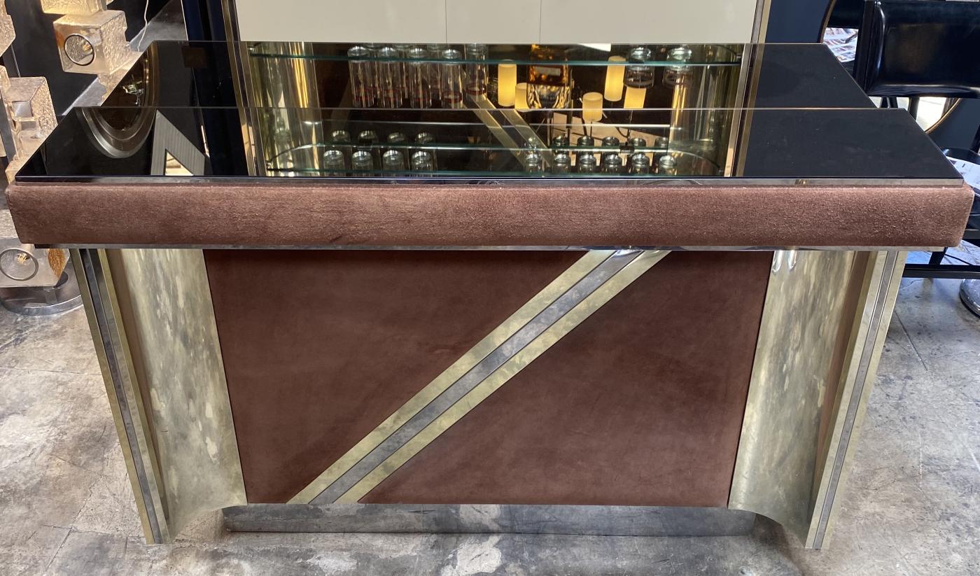 Willy Rizzo - 1980s Italian Dry Bar in Chrome and Brass Attributed to ...