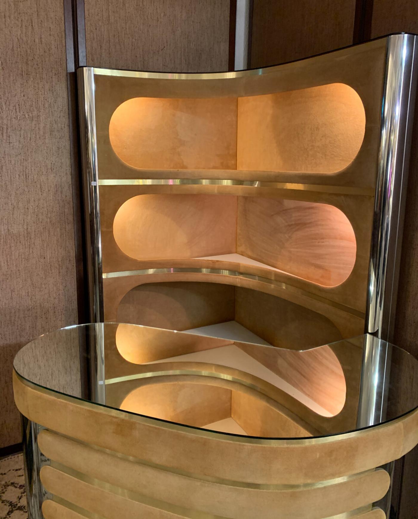 Willy Rizzo - Mid-Century Modern Suede Bar by Willy Rizzo with One ...