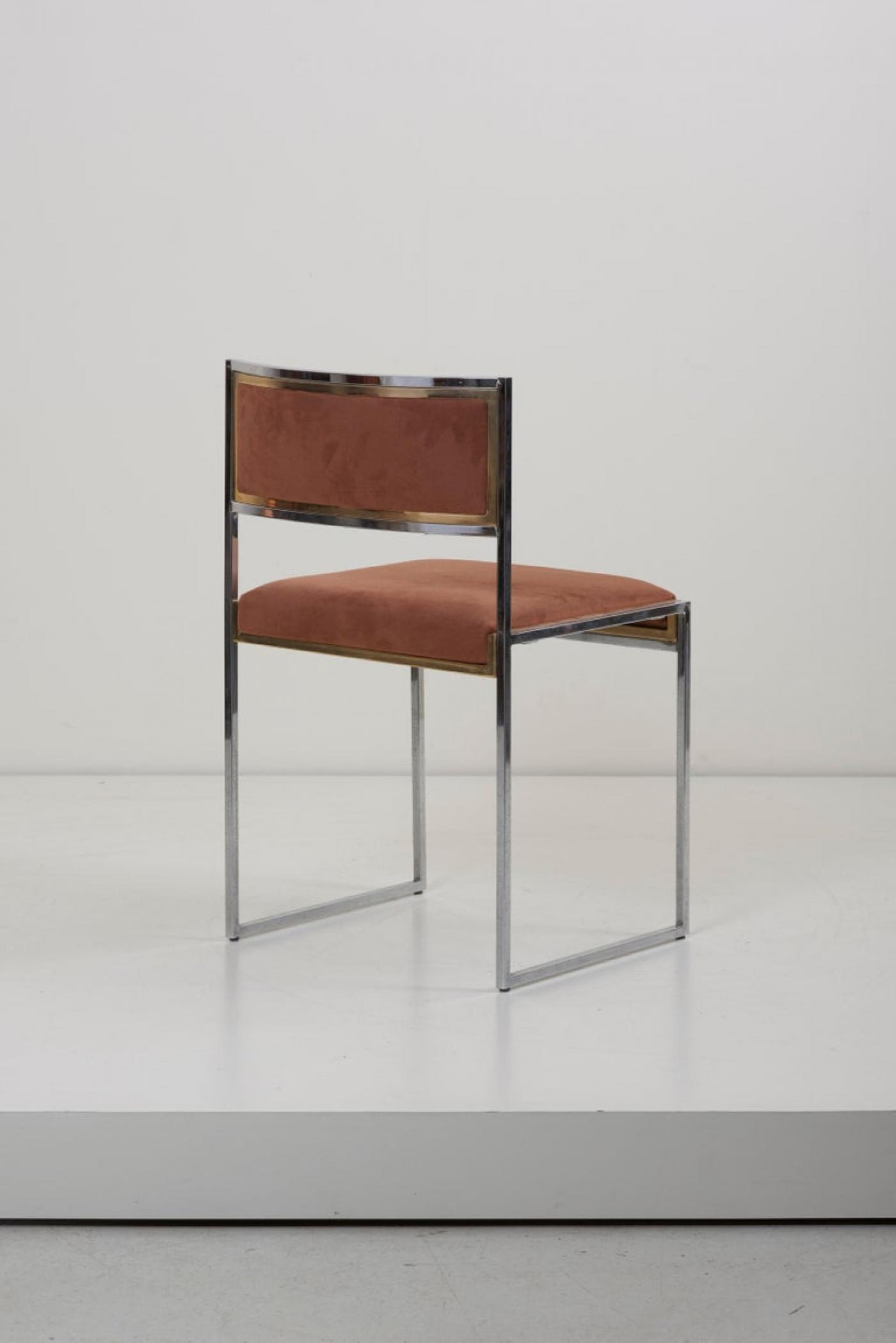 Willy Rizzo - Set of 8 Dining Chairs in Brass or Gold by Willy Rizzo