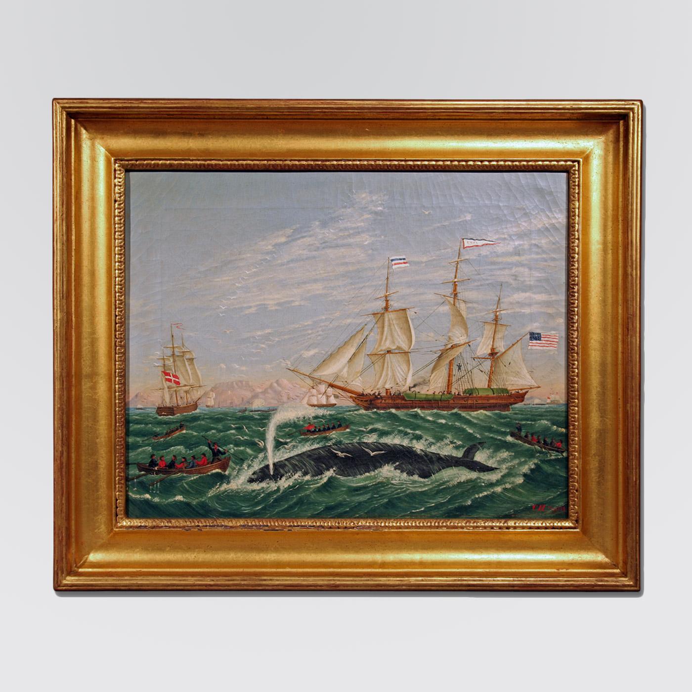 Whaling Scene, Danish/American School, 1859
