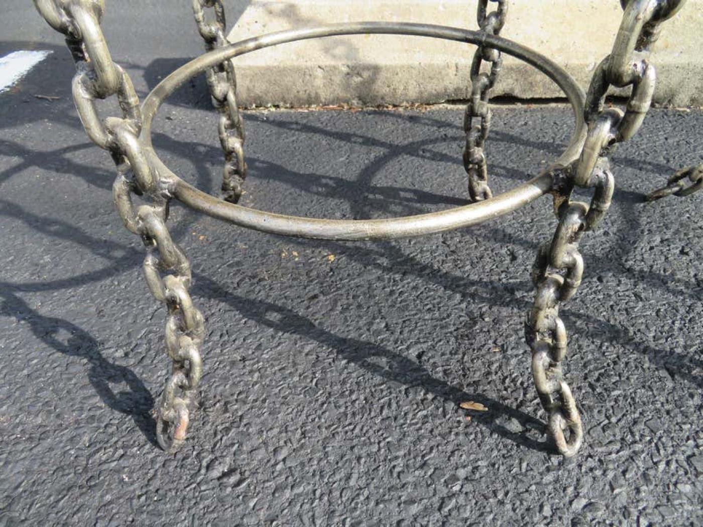 Wonderful Unusual Pair of Chain Link Bar Stools Swivel Top Mid-Century ...