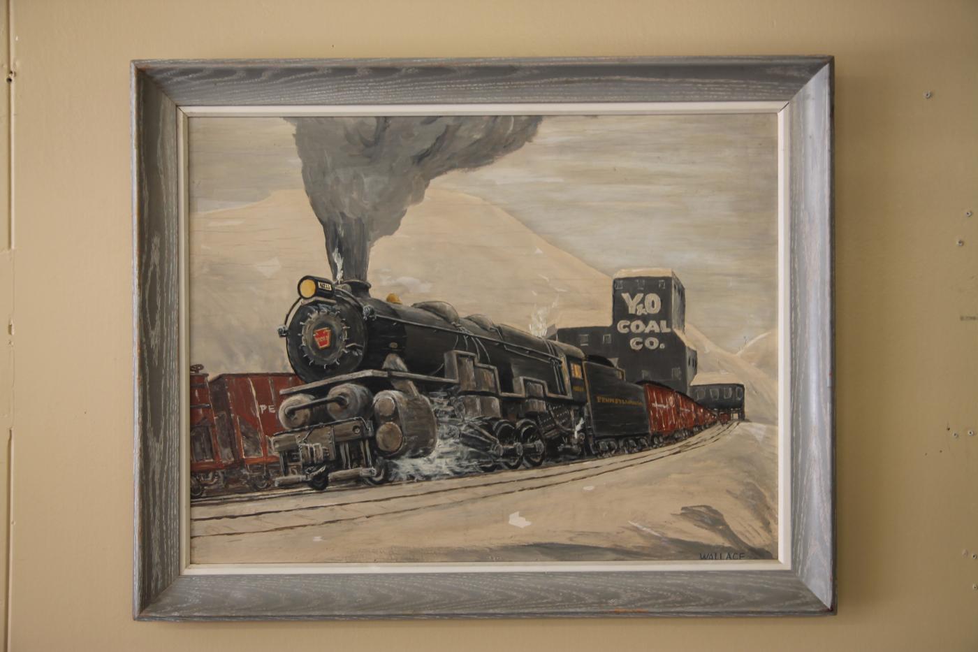 WALLACE - Wonderful train painting. Signed by the artist WALLACE