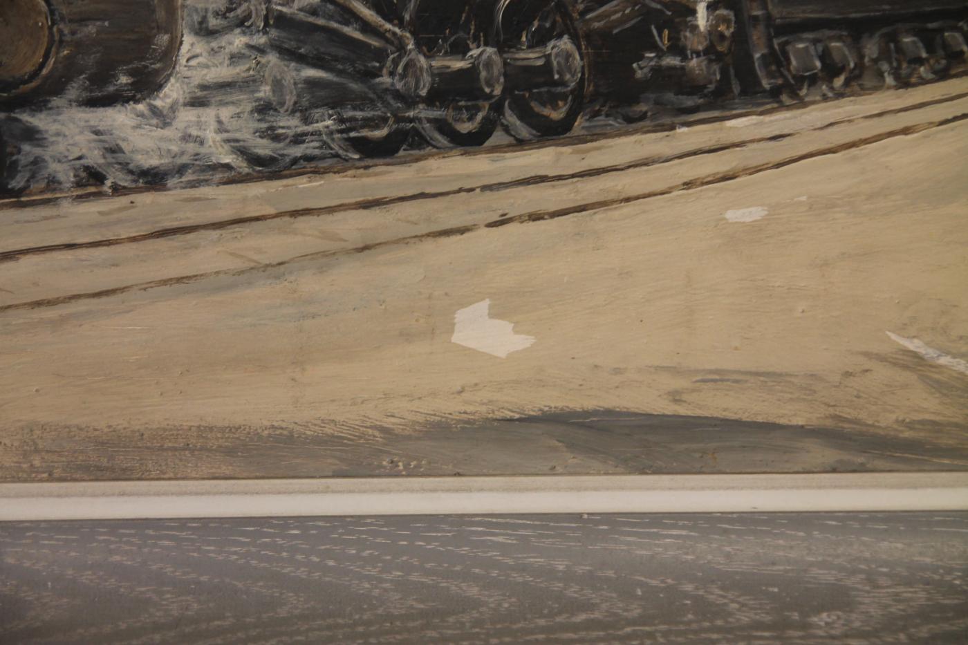 WALLACE - Wonderful train painting. Signed by the artist WALLACE