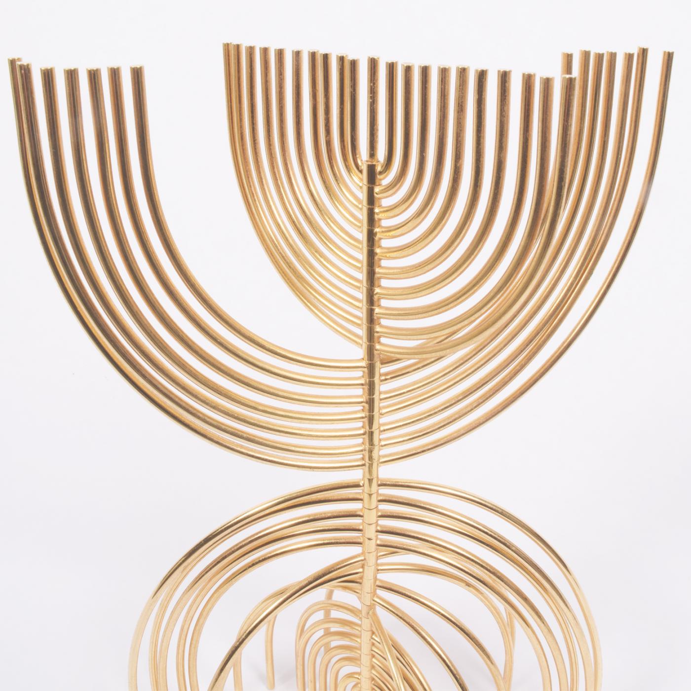 Yaacov Agam - Menorah Yaakov Agam Kinetic Gold Plated Sculpture