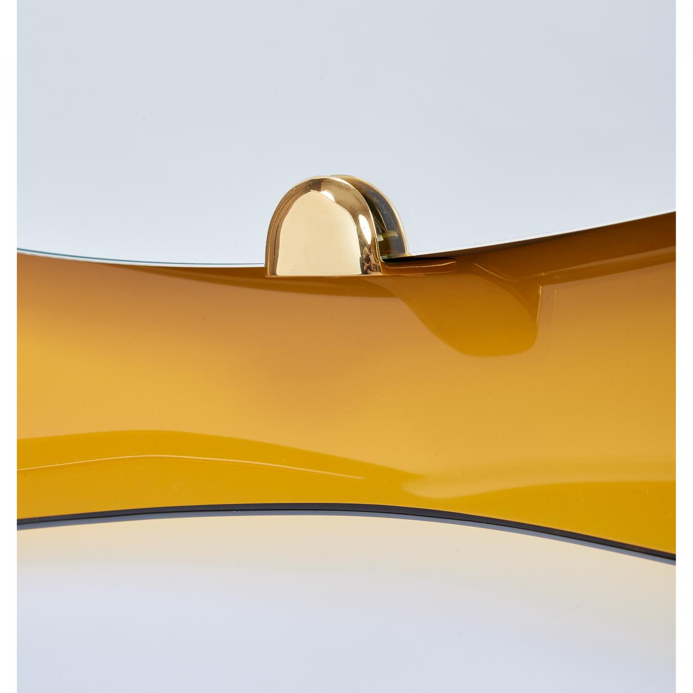 Yellow Amber Glass Mirror, Italy 1960's