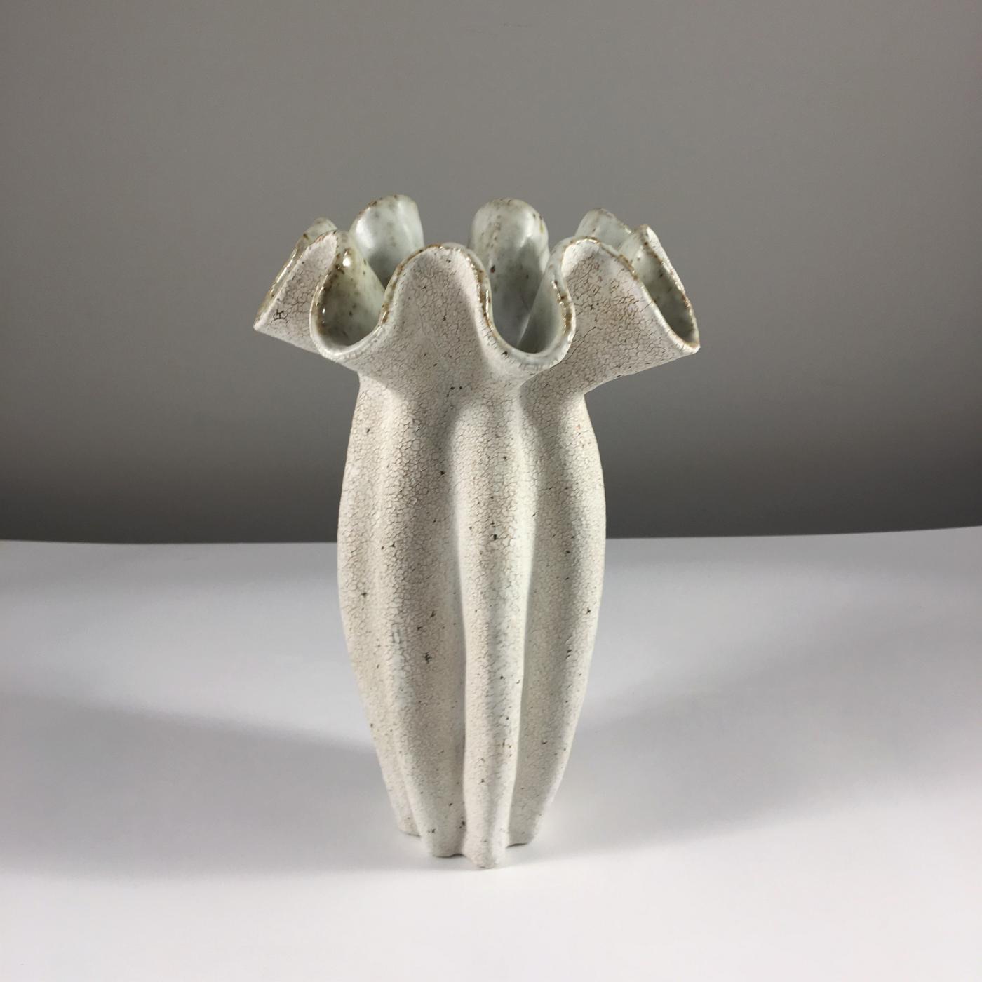 Yumiko Kuga - Ceramic Ruffled Neck Vase by Yumiko Kuga
